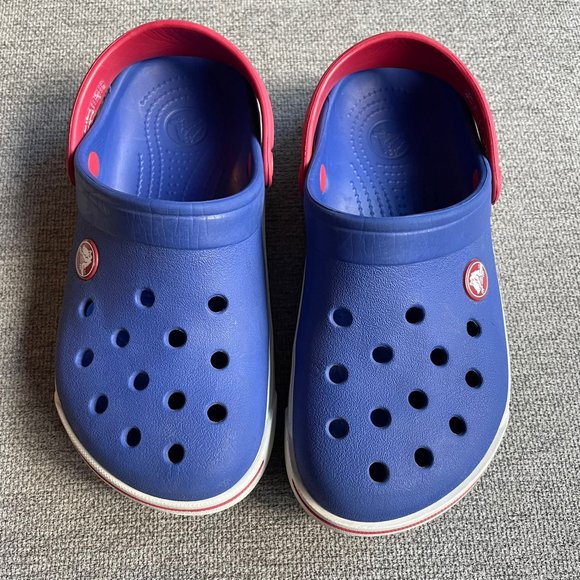 CROCS | Shoes | Crocs Original Clogs Red White Blue Slip On Slingback ...